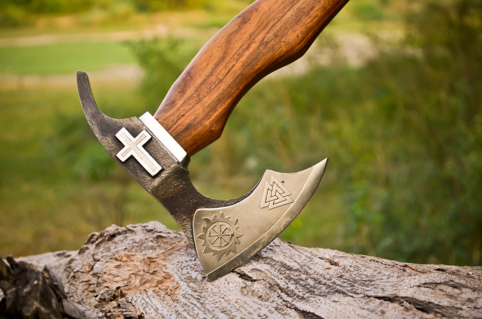 CUSTOM HIGH CARBON Steel Blade Collectible Axes & Hatchets Wood Handle ...