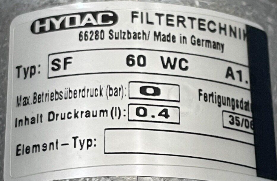 Hydac SF 60 WC A1.0 Filtertechnik SF W 60 W C 125 A 1.0 Saugfilter ...