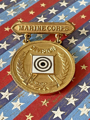 RARE VINTAGE USMC INTER DIVISION 10K GOLD RIFLE SHOOTING EIC ...