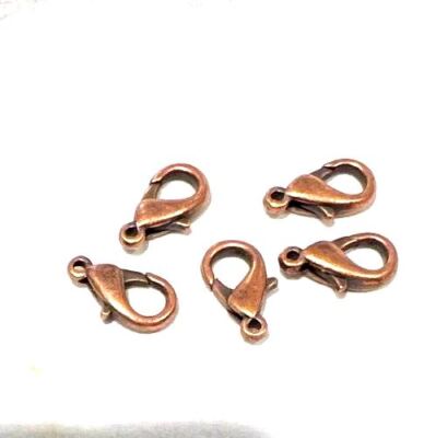 60X Round Lobster Claw Clasp w/Ring Antique Copper Plated Size: 15 mm ...