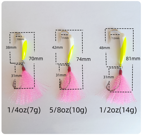 5Pack Fishing Pompano Jig with Flash Teaser Hooks Surf Fishing Jigs 1/4 ...