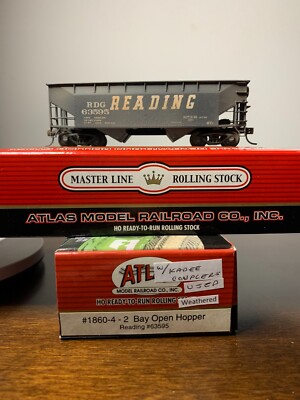 ATLAS #1860-4 Reading 2-Bay O.S. Hopper Car #63595 Weathered H.O. 1:87 ...