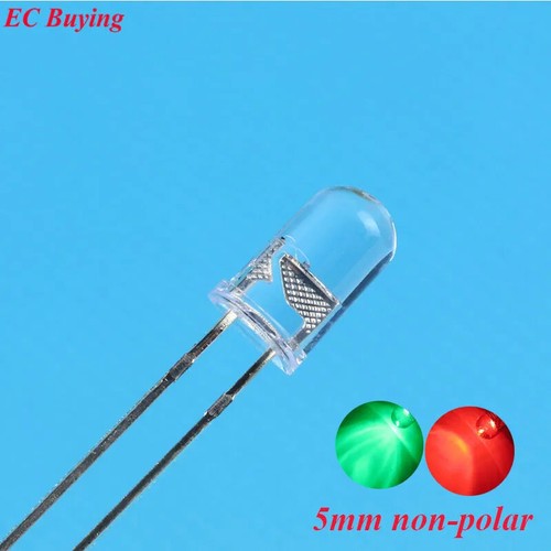 50 PCS 5mm Bi-Color LED - Clear Red/Green - Non-Polar Round LED DIP DIY ...