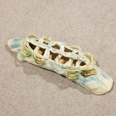 HAND PAINTED AUSTRALIAN STUDIO art pottery post vase with leaves | eBay