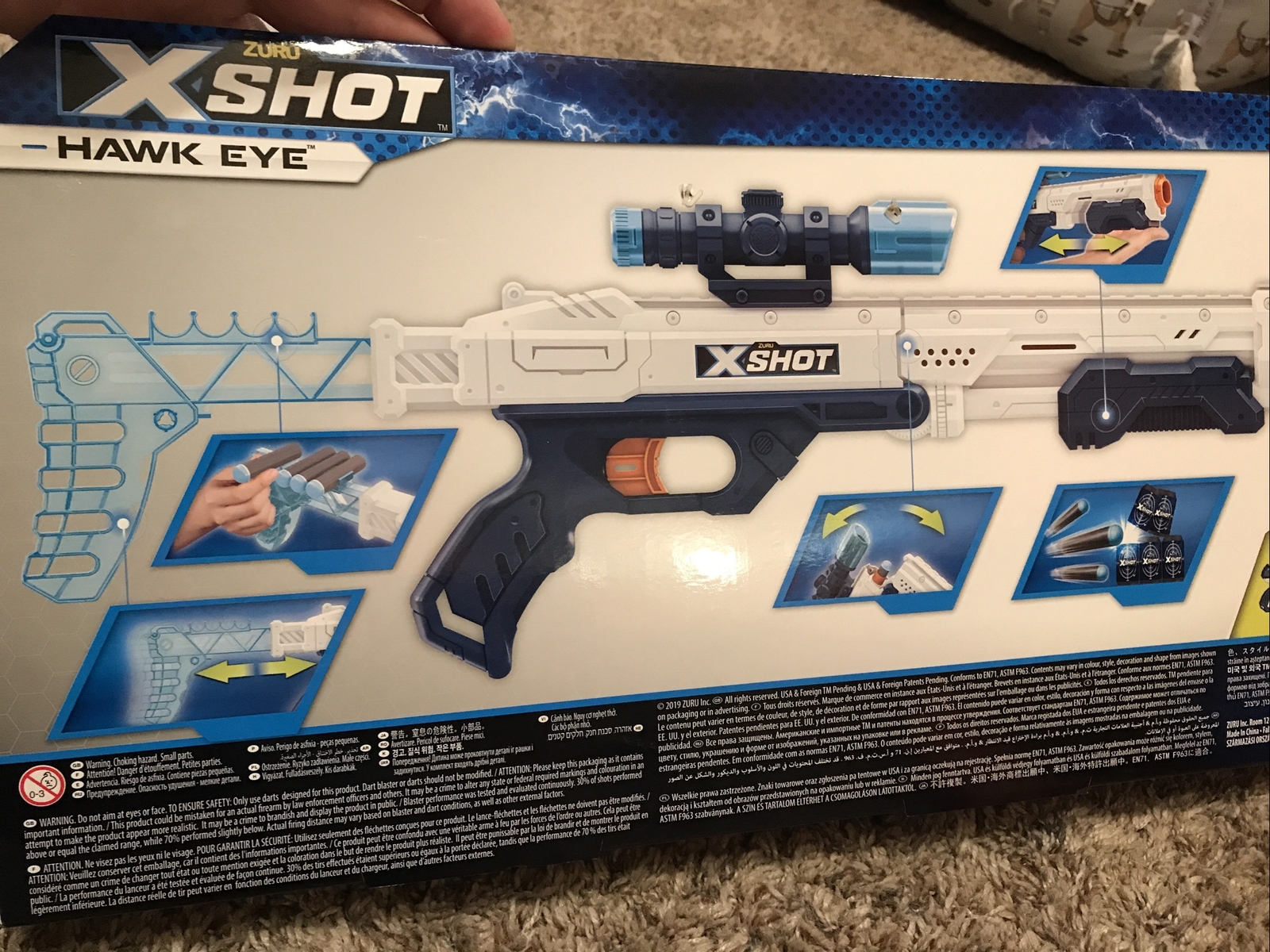 ZURU Xshot Hawk Eye Pump Action Dart Blaster 12 Darts 5 Cans 90ft/27m ...