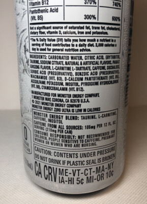 Monster Zero Ultra Ingredients
