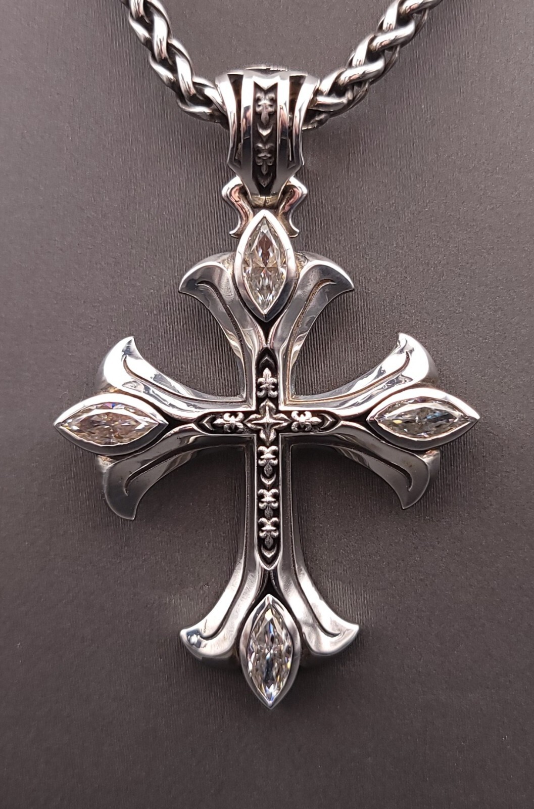 NightRider Sterling Silver Red Tip Renaissance Moissanite Cross Pendant ...