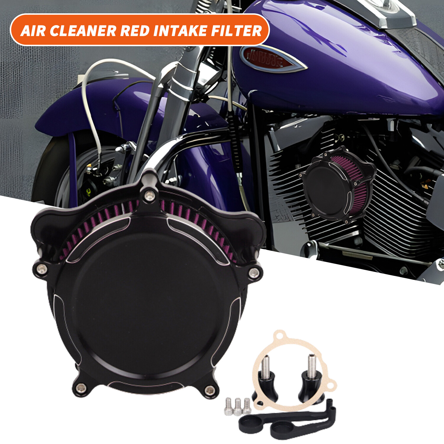 Air Cleaner Red Intake Filter For Harley Road Street Glide Softail ...