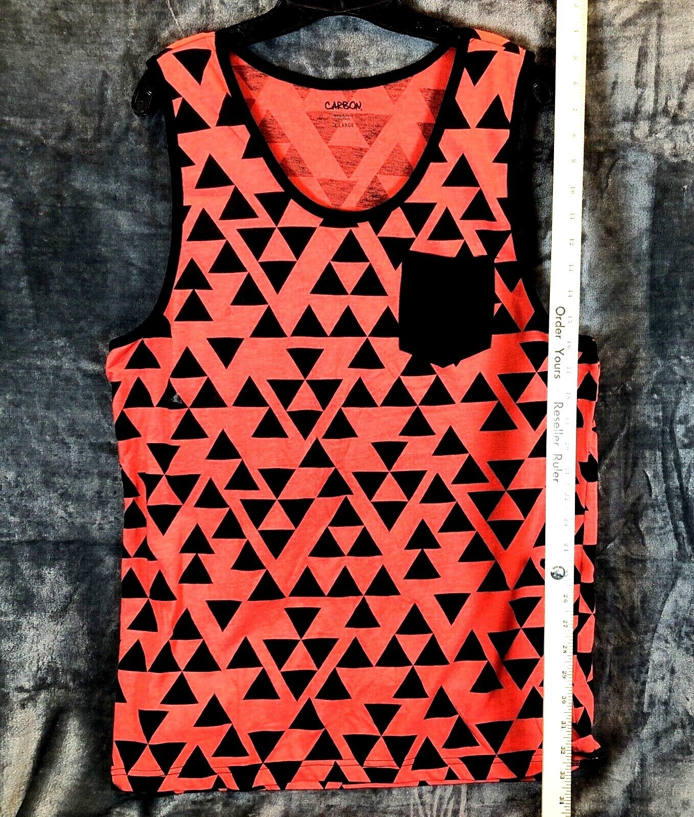 Carbon Mens Red & Black Geometric Tank Top X-Large - Gem