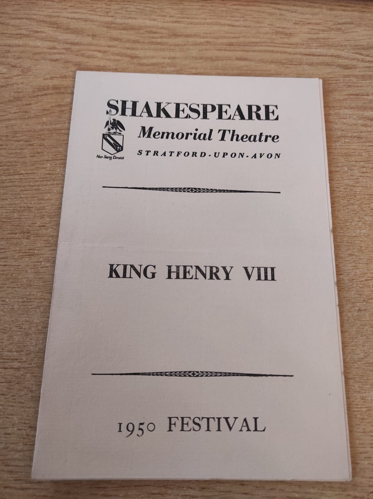King Henry VIII Programme 1950, Shakespeare Memorial Theatre - B999 ...
