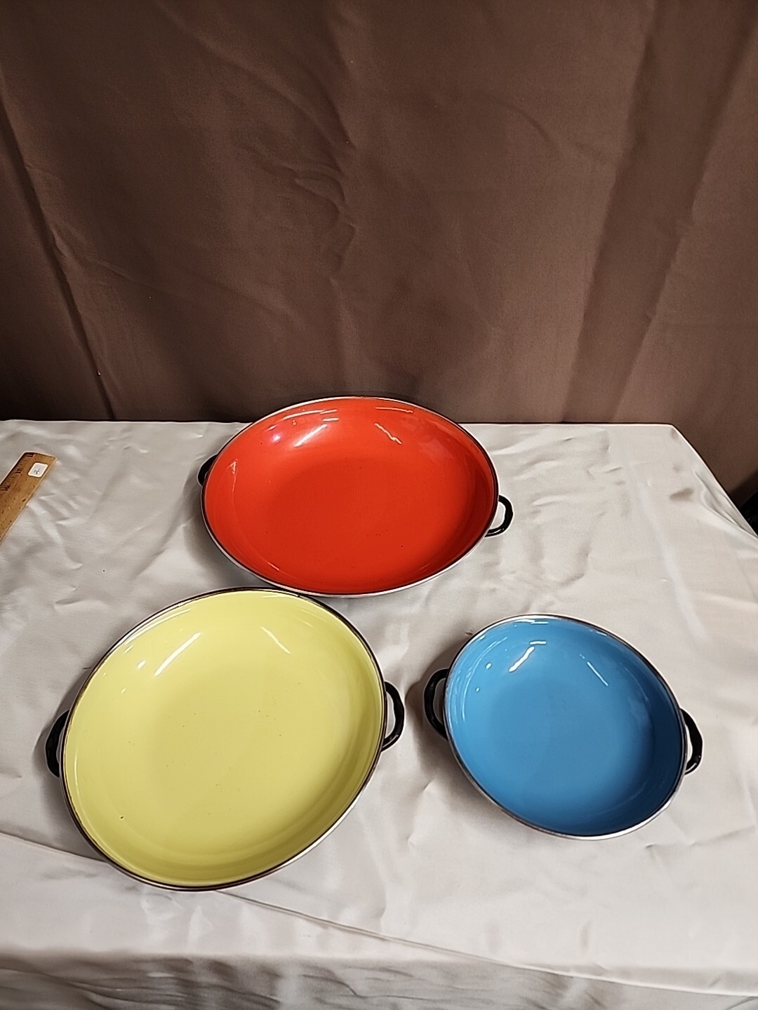 Vintage Mid-Century Modern Emo Celje Double Handled Enamel Sauté Pans ...
