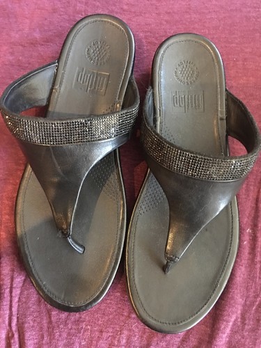 FIT-FLOP 'CRYSTAL' LEATHER banda THONG SANDAL-9/40 GUC | eBay