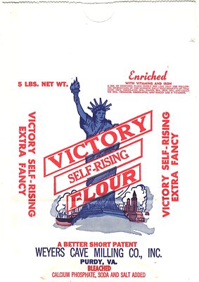 Victory Self-Rising Flour Unused Paper Flour Bag - Purdy VA - Statue of ...