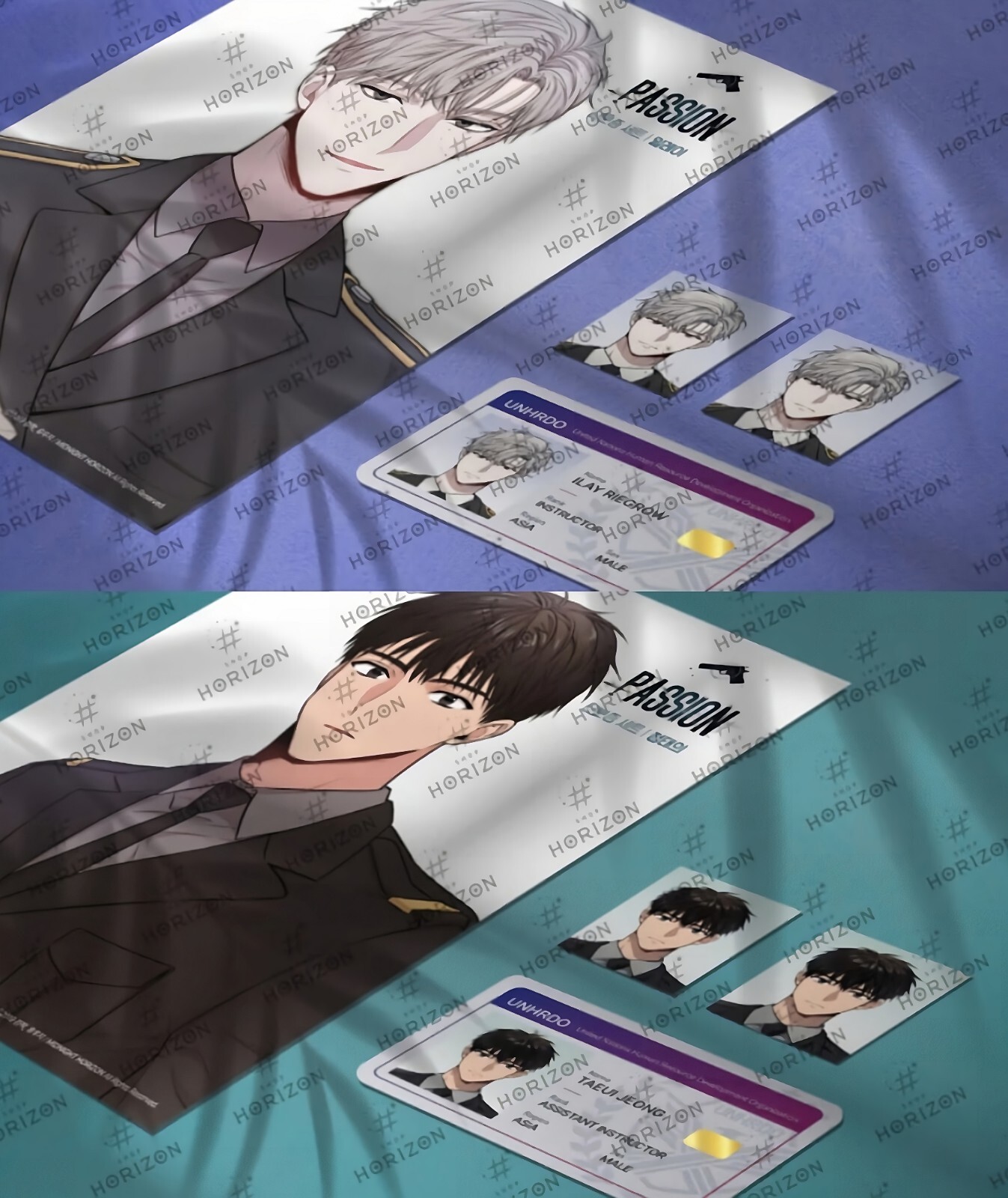 Passion Ilay + Taeui UNHRDO ID Card + Photo Set BL YAOI Bomtoon Lezhin ...
