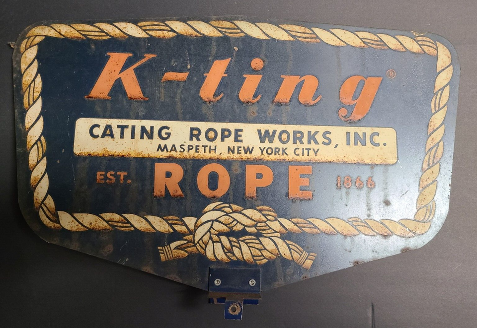 VINTAGE METAL HARDWARE STORE ROPE DISPLAY SIGN K-TING CATING MASPETH ...