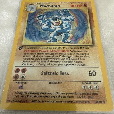 Machamp Base Set 8/102 1st Edition Holo Rare 1999 Pokémon Card TCG | eBay