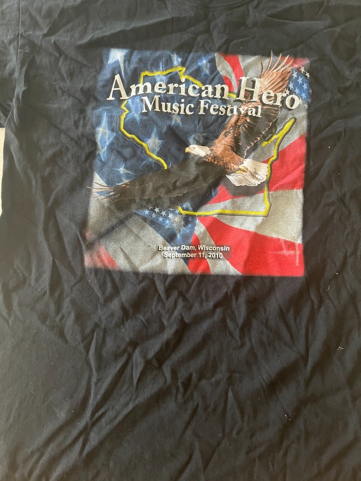 American Hero Music Festival Beaver Dam, WI 2010 T-Shirt Black Unisex L ...