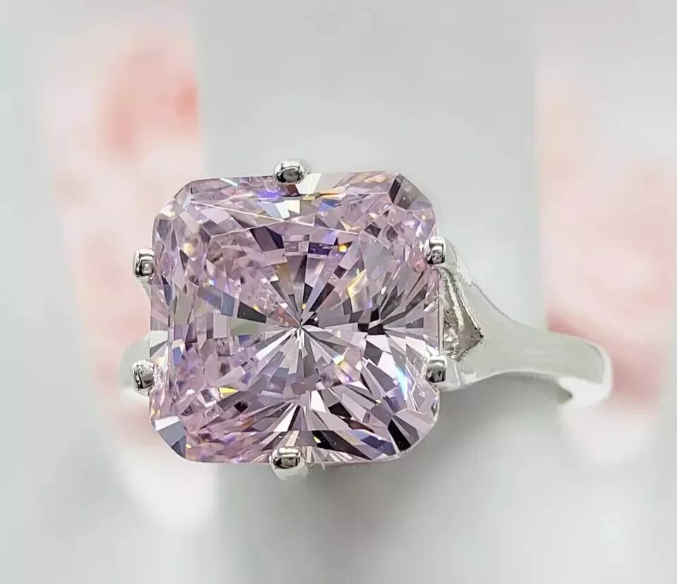 3 Ct Asscher Cut Pink Lab Created Sapphire Beautiful 925 Silver ...