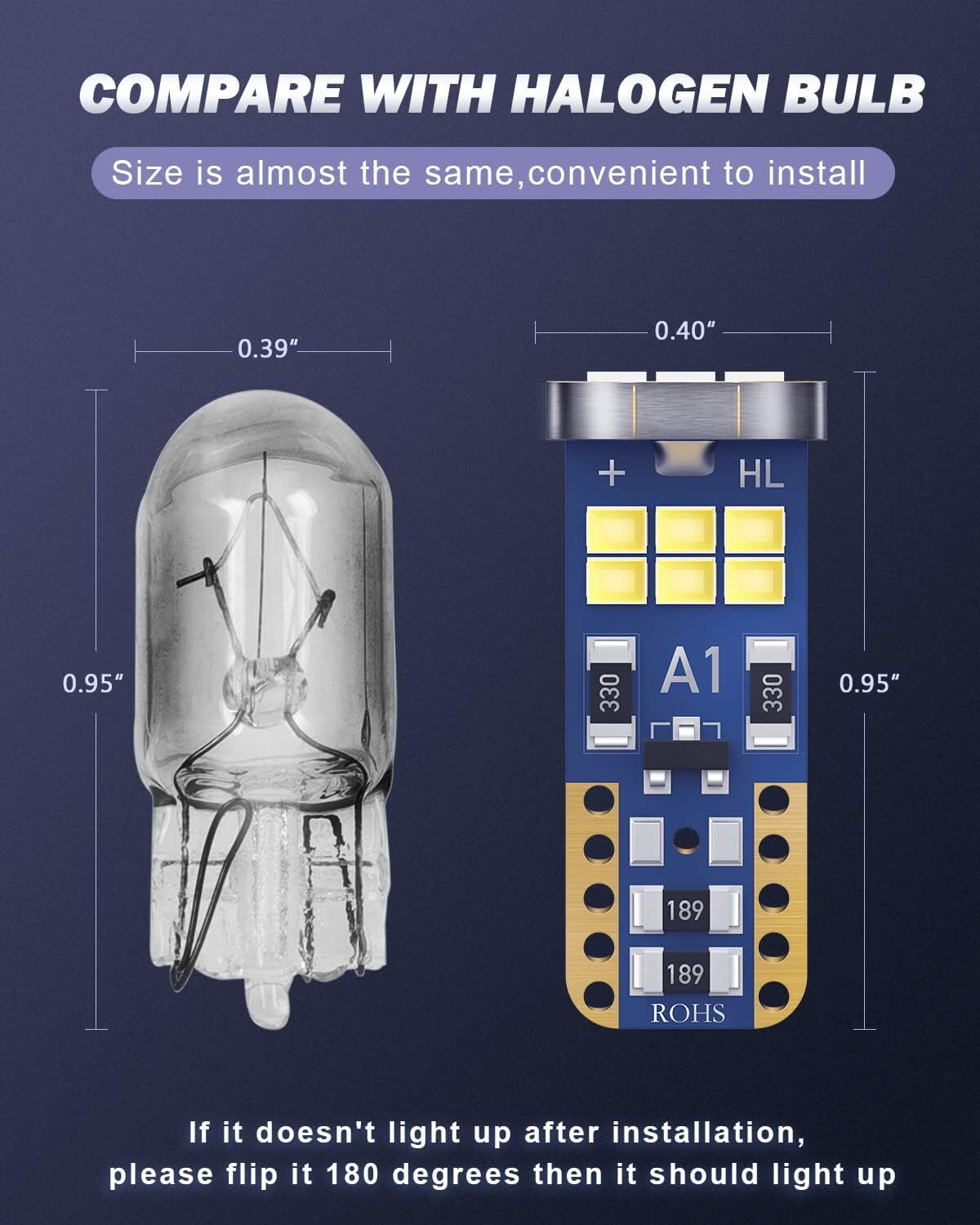 10 × LED License Plate Interior Light Bulb Super White T10 194 168 W5W ...