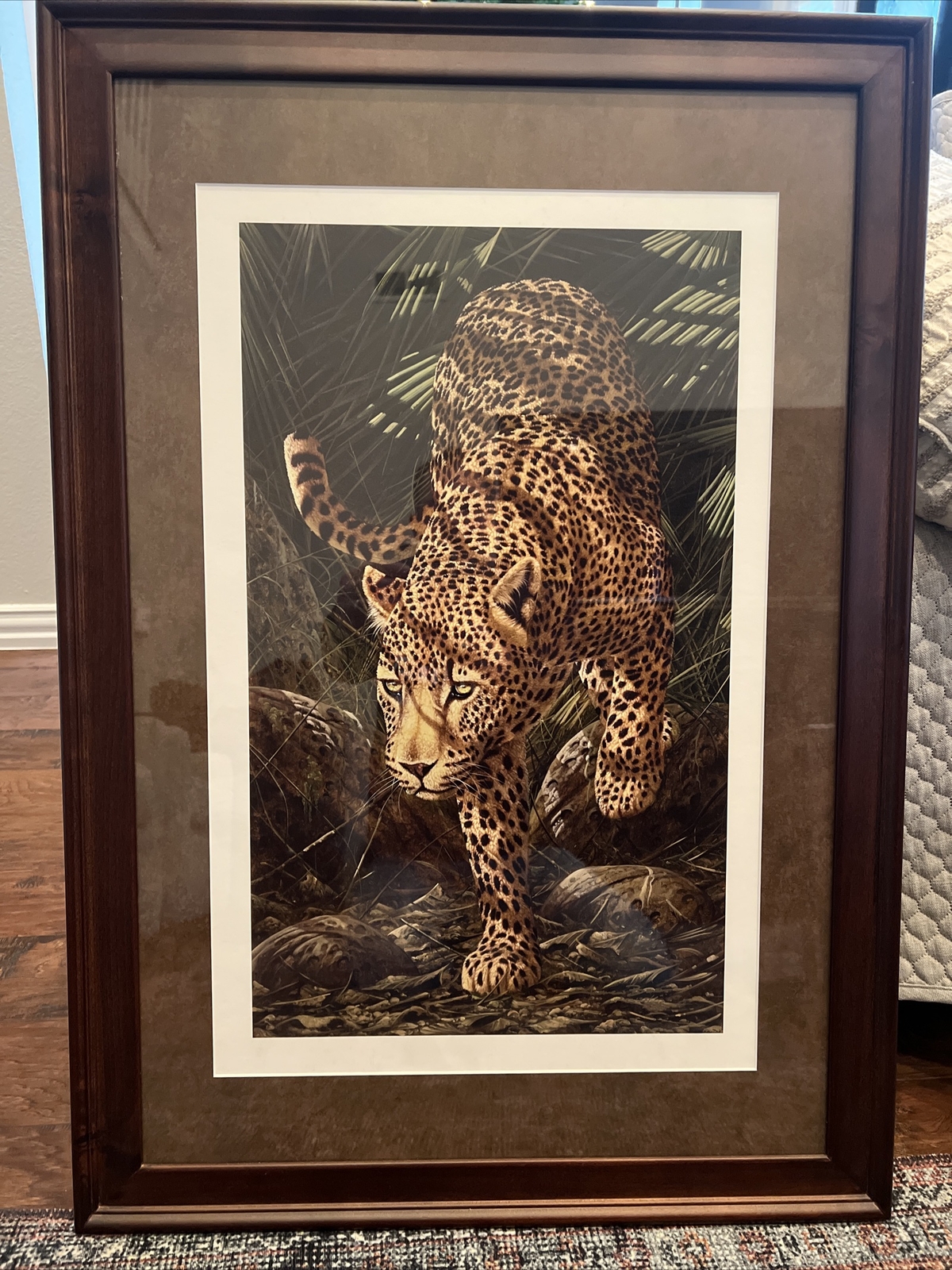 Nice Andrew Bone Leopard 177/475 “Evening Prowl” Signed 22x13 Framed ...