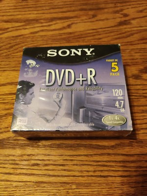 Brand New Sealed Sony DVD+R 4.7GB 120 Minute 5 Pack of recordable DVDs ...