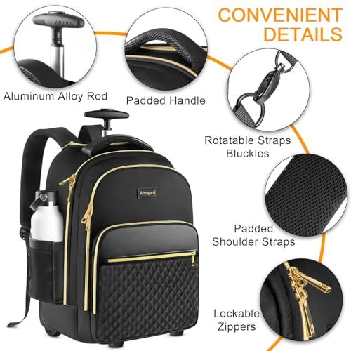 Rolling Backpack Carry On Luggage For Adults With Wheels, 45L Wheeled ...