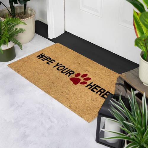 Northlight Beige and Black Animal Print "Wipe Your Paw Here" Outdoor ...