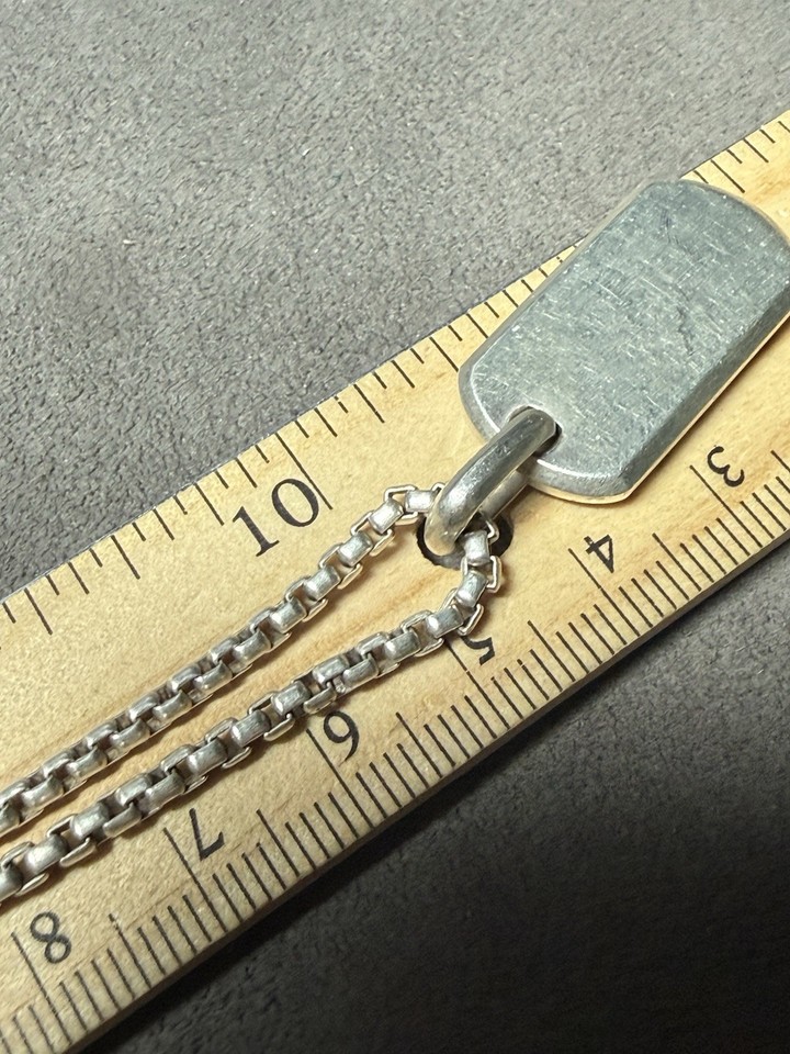 David Yurman Sterling Silver Amulet Reversible Dog Tag Pendant 21” Box ...