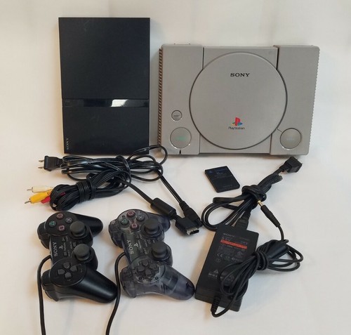 Sony PlayStation 2 PS2 SLIM (Working) & PS1 (Not Working) Game System ...