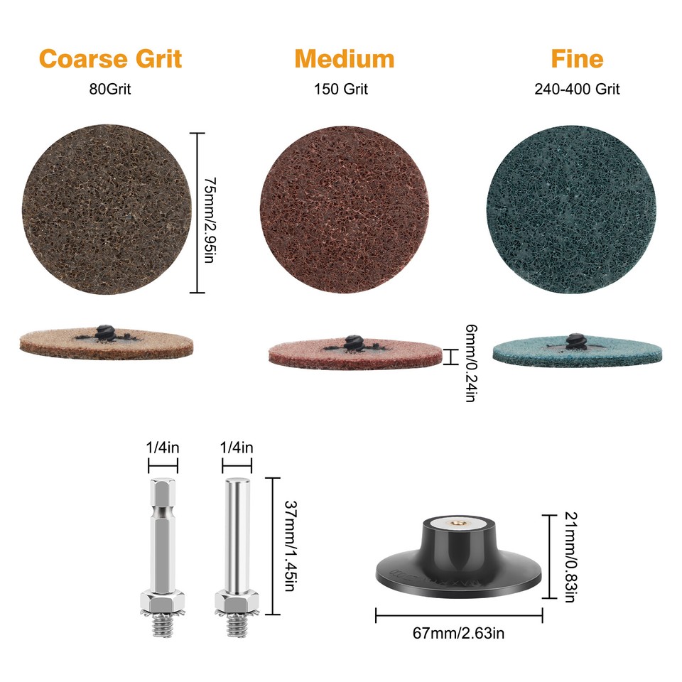 27Pcs 3 inch Roll Lock Sanding Discs Set with 1/4" Shank Holder for Die ...