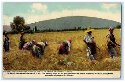 1910 Reaping Hook Primitive Methods Still In Use in Farm India Postcard ...