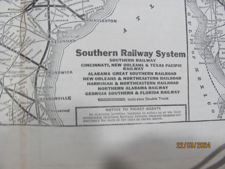 RARE 1924 SOUTHERN RAILROAD SYSTEM MAP w CONNECTING RR LINES GA VA NC ...