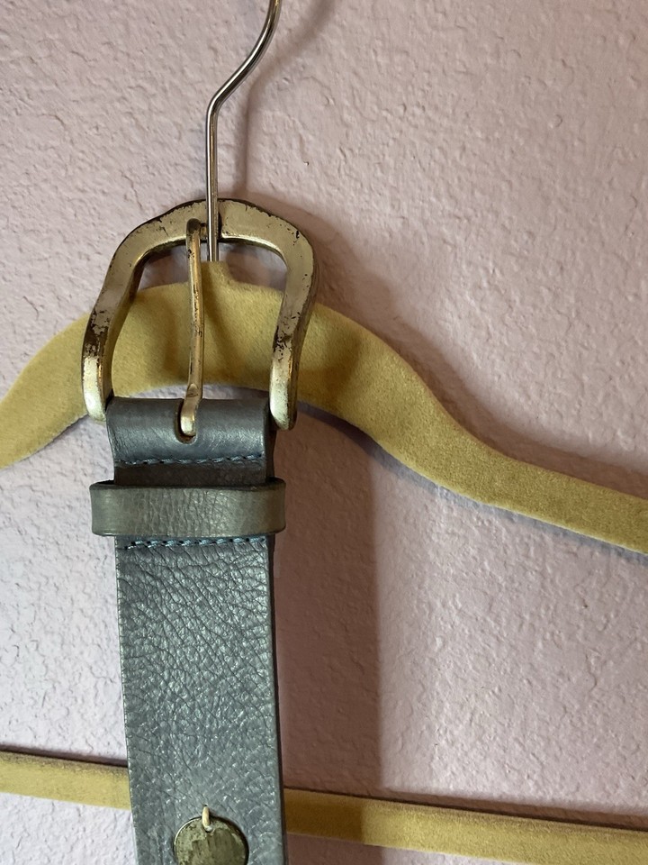 Orciani Dusty Blue Genuine Leather Belt Silver Circles 37" 4407 95 Made ...