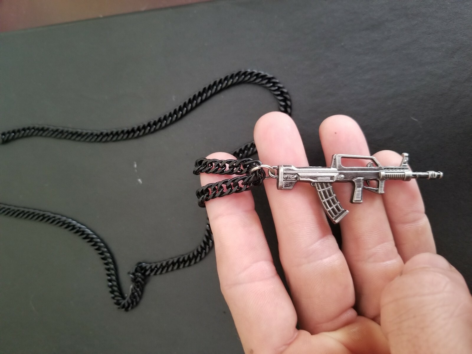 Stainless Steel Gun Pendant Set With Chain.black stainless steel chain ...