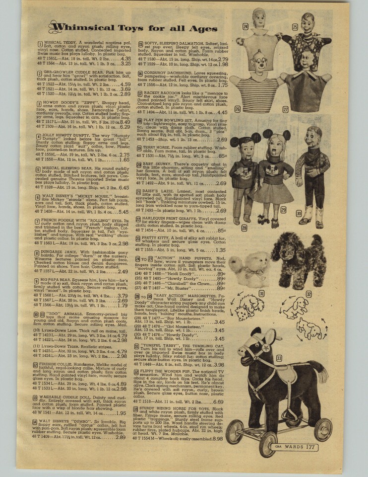 1956 PAPER AD 2 Pg Plush Toy Puppet Marionette Howdy Heidi Doody ...