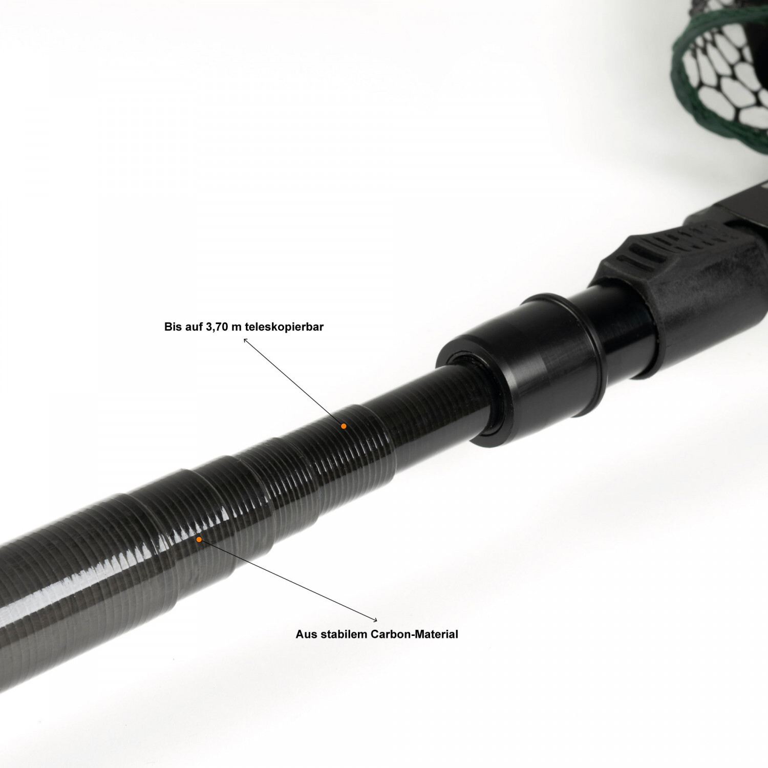 Streetfishing Kescher Gummiert Angelkescher Raubfisch Carbon 370cm Zite ...