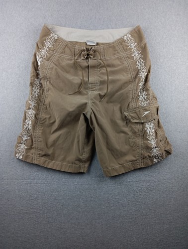 SPEEDO BOARD SHORTS Men's 34 Embroidered Design Pockets Beige Tan ...