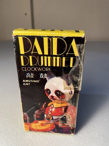 MS566 Vintage Clockwork Panda Drummer Wind-Up Tin Toy With Box And Key ...
