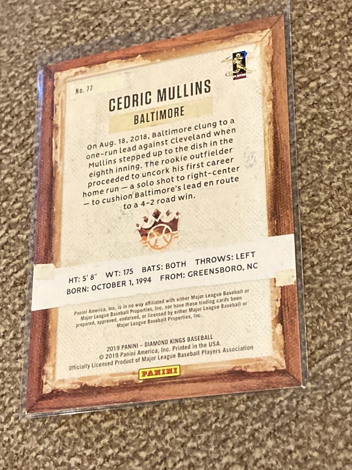 Cedric Mullins 2019 Panini Diamond Kings Rookie RC Card #77 Orioles | eBay