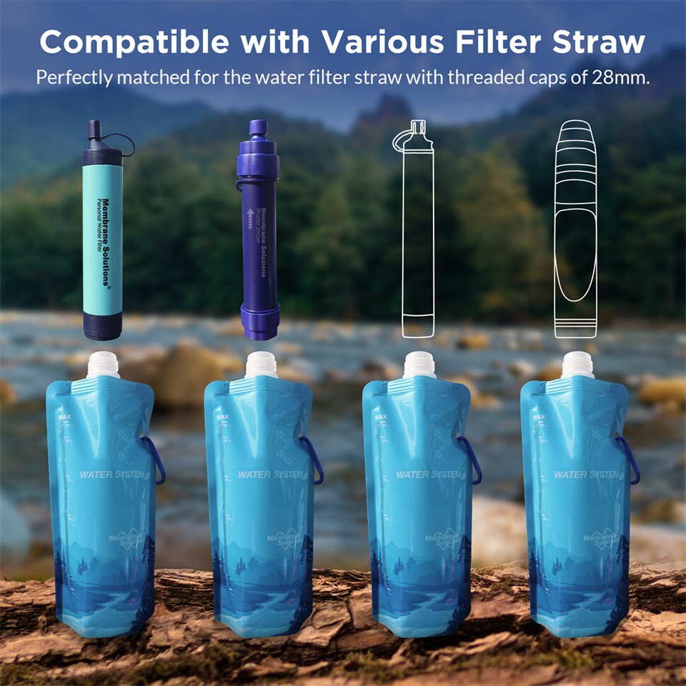 Water Filter Straw System Hiking&Camping Water Filter|2 Pouches|Carry ...