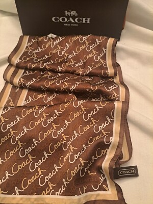 Vintage Coach Script Signature Silk Scarf 10" x 56" | eBay