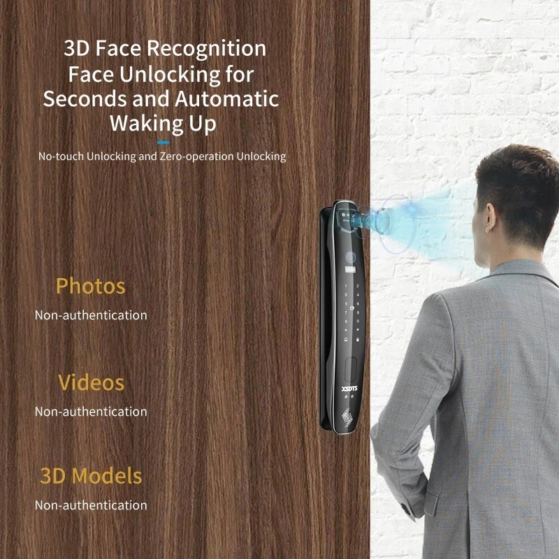 3D Smart Door Lock Face Recognition Camera Finger Print Password ...