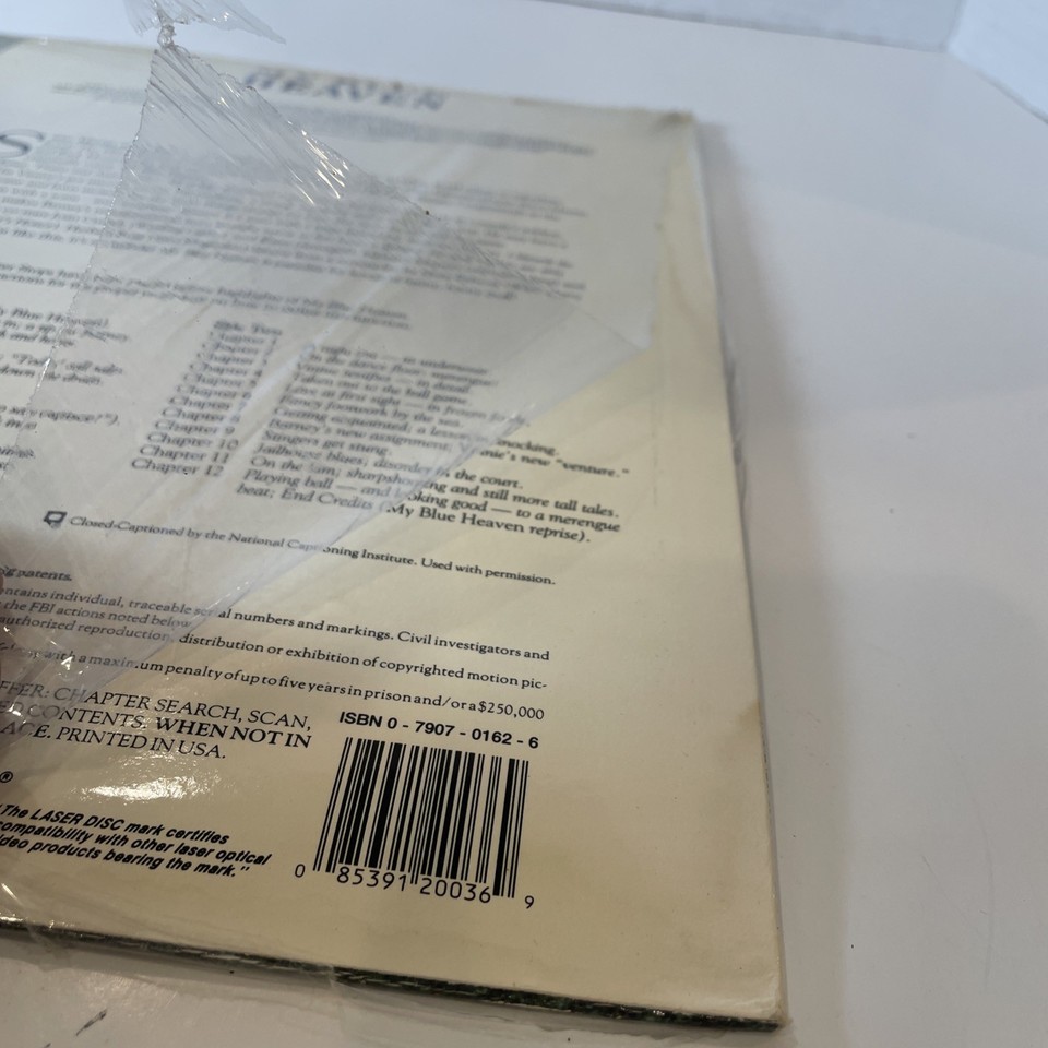 My Blue Heaven Laserdisc 1990 Steve Martin Joan Cusak Rick Moranis FREE ...