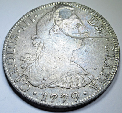 1779 Plugged Mexico Silver 8 Reales Spanish Colonial Dollar Antique ...