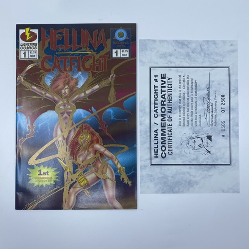Hellina / Catfight # 1 Crossover Commemorative4 Gold Metalic Ed. COA ...