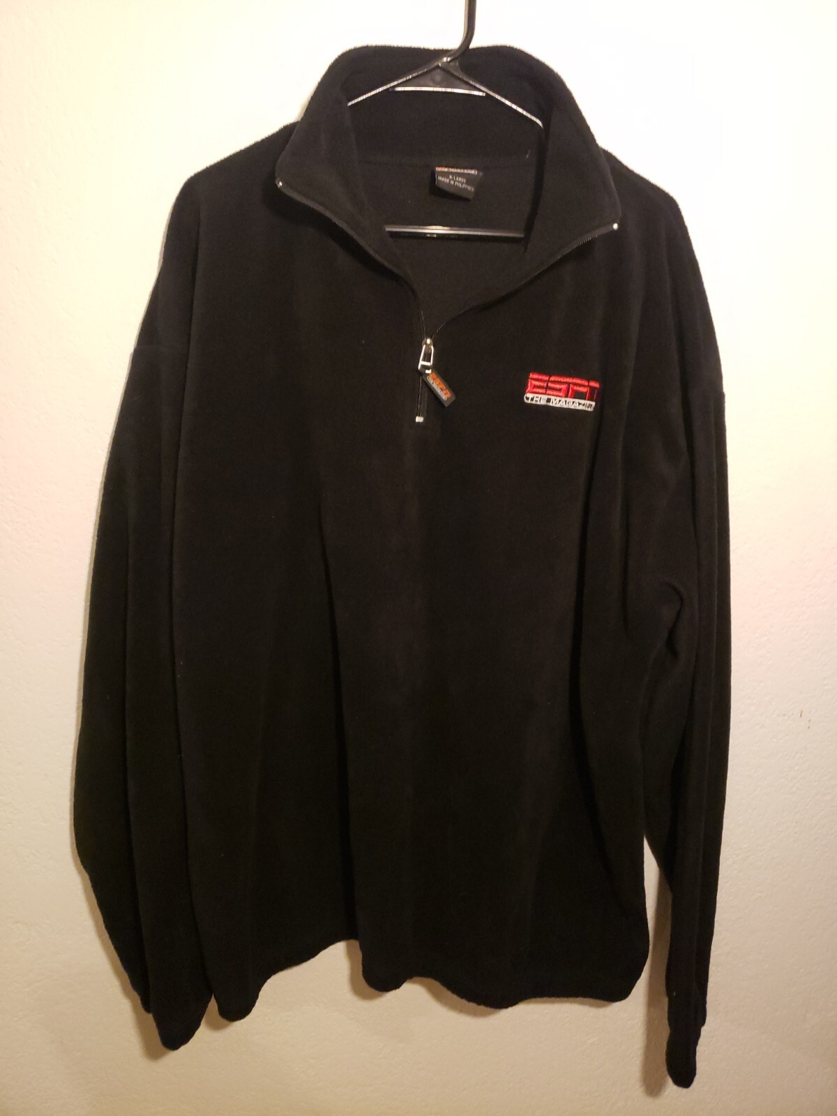 ESPN The Magazine Mens Fleece Pullover Sweatshirt 1/4 Zip Black Size XL ...