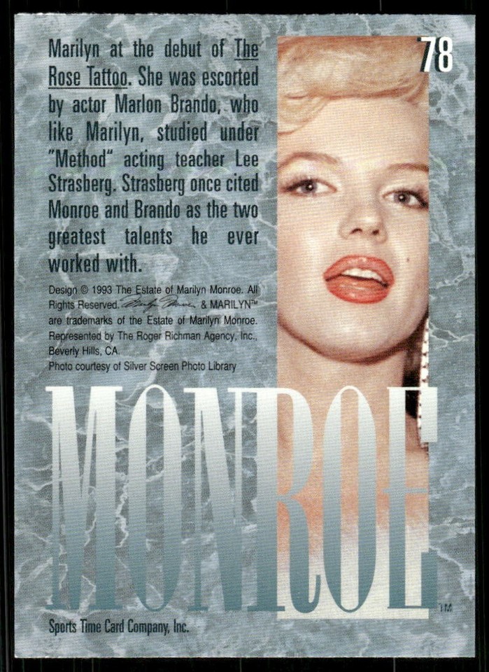 Marilyn Monroe 1993 Movie Model Actress Card #78 (NM) | eBay