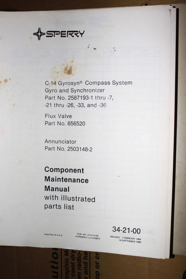 Honeywell C14, GYROSYN Compass, Synchro, Flux Valve, Annunc/Maintenance ...
