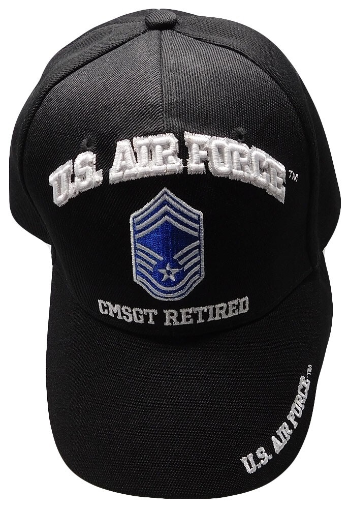 U.S. Air Force CMSGT Retired Black USAF Embroidered Ball Cap Hat ...