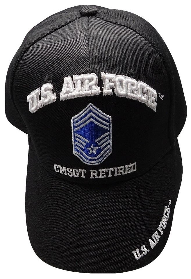U.S. Air Force CMSGT Retired Black USAF Embroidered Ball Cap Hat ...
